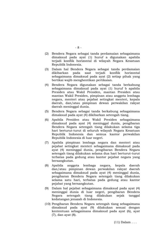 Undang-undang Republik Indonesia No. 024 Tahun 2009 tentang Bendera ...