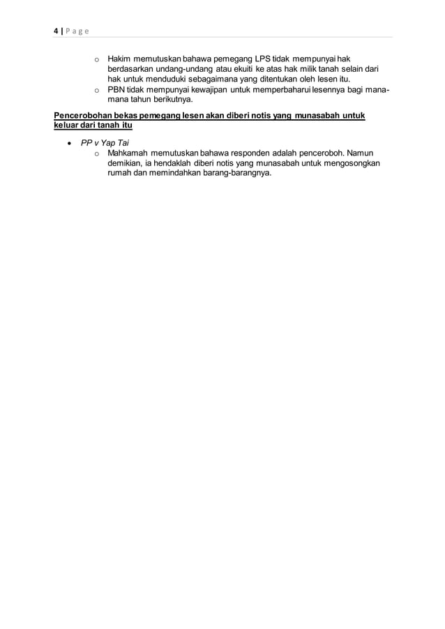 Undang undang Tanah - Lesen Pendudukan Sementara atau Temporary Occupational License | DOCX