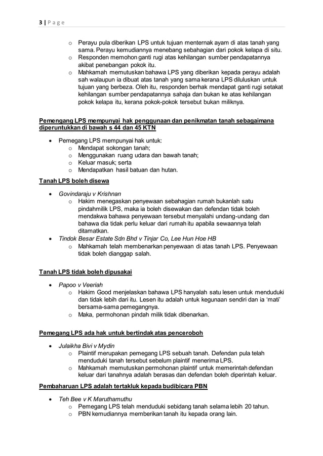 Undang-undang Tanah - Lesen Pendudukan Sementara atau Temporary Occupational License | DOCX