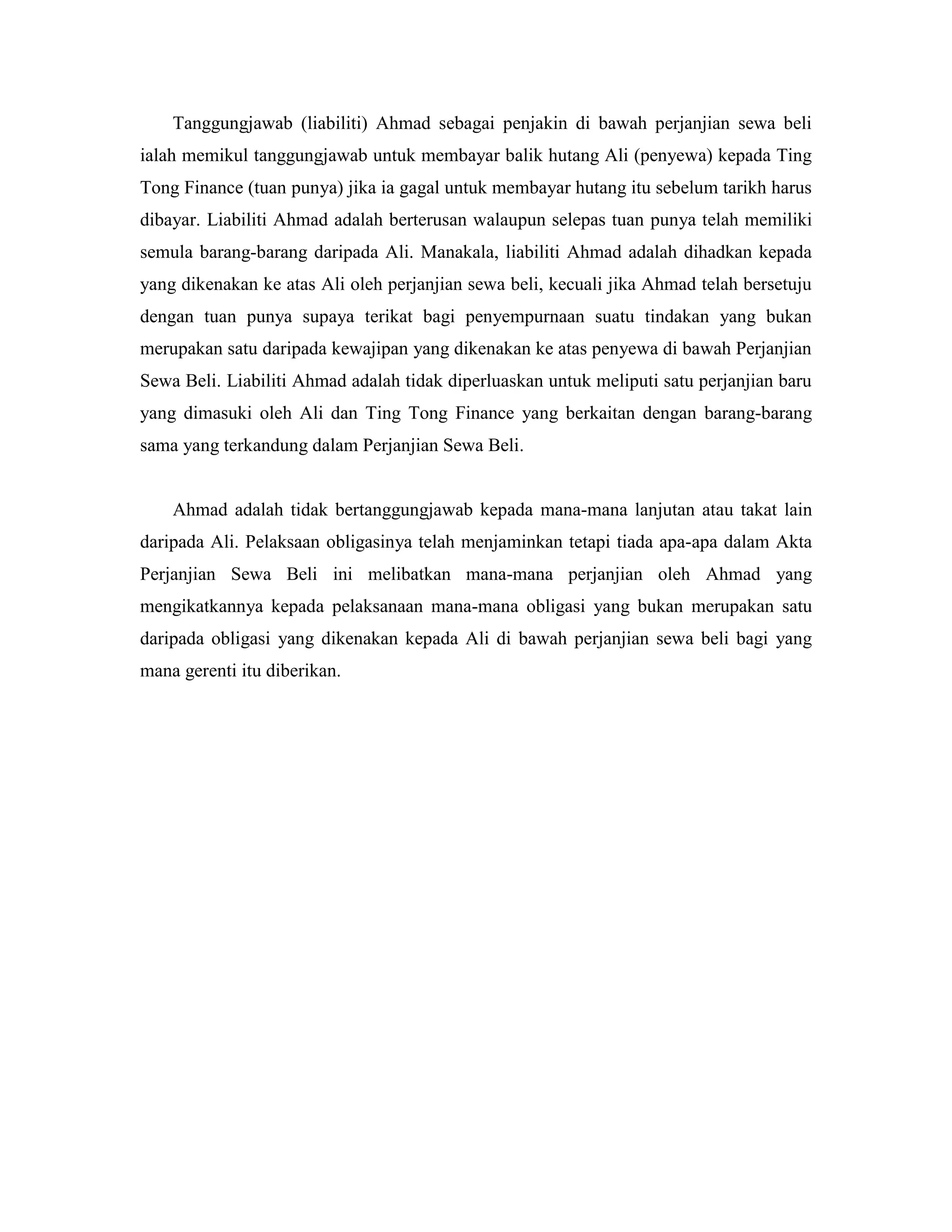 1) Akta Sewa Beli , Akta Pemberi Pinjam Wang 1951 | DOCX