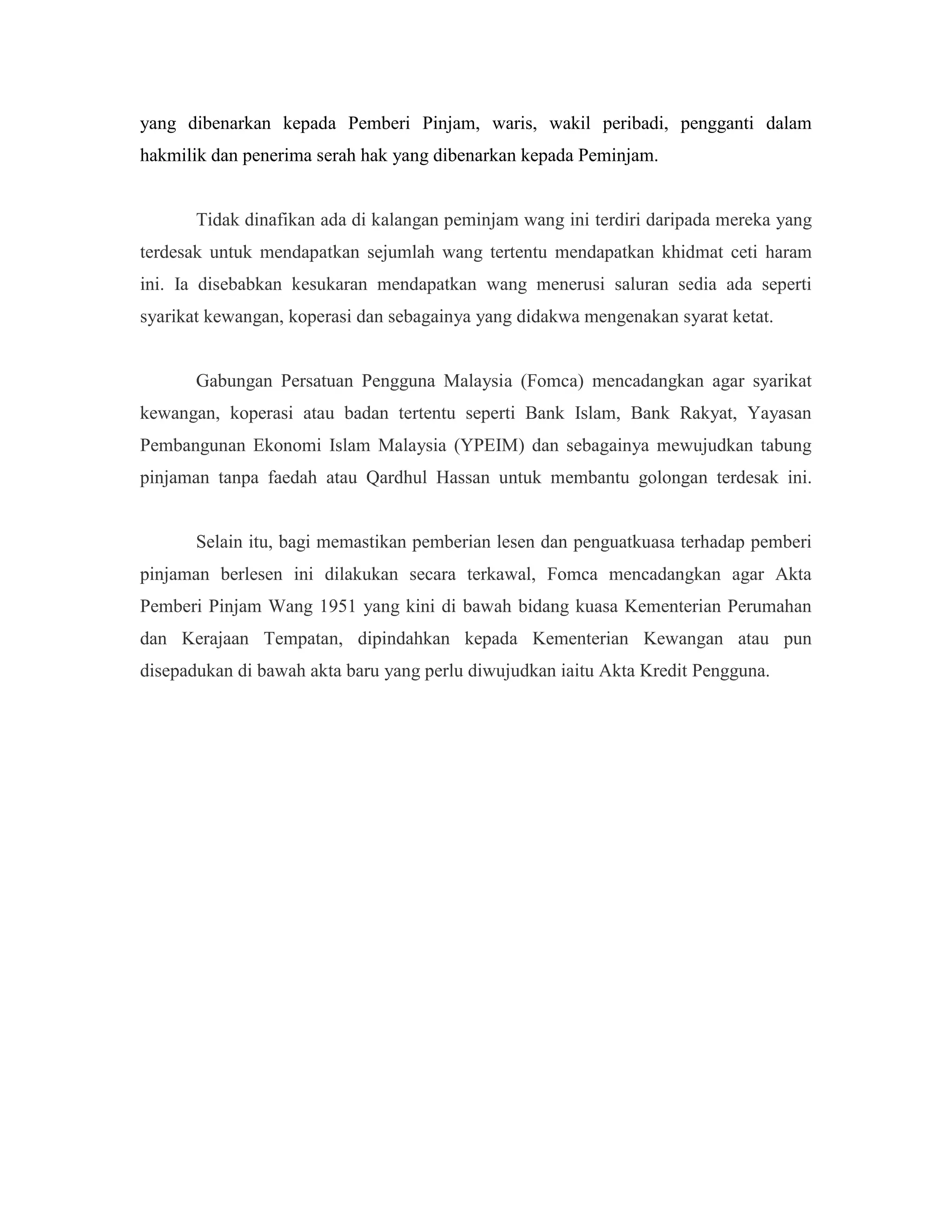 1) Akta Sewa Beli , Akta Pemberi Pinjam Wang 1951 | DOCX