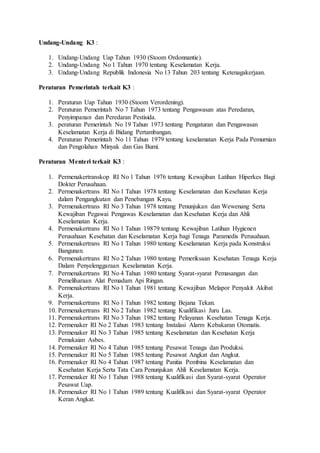 Aturan Kesehatan dan Keselamatan Kerja (K3) | PDF