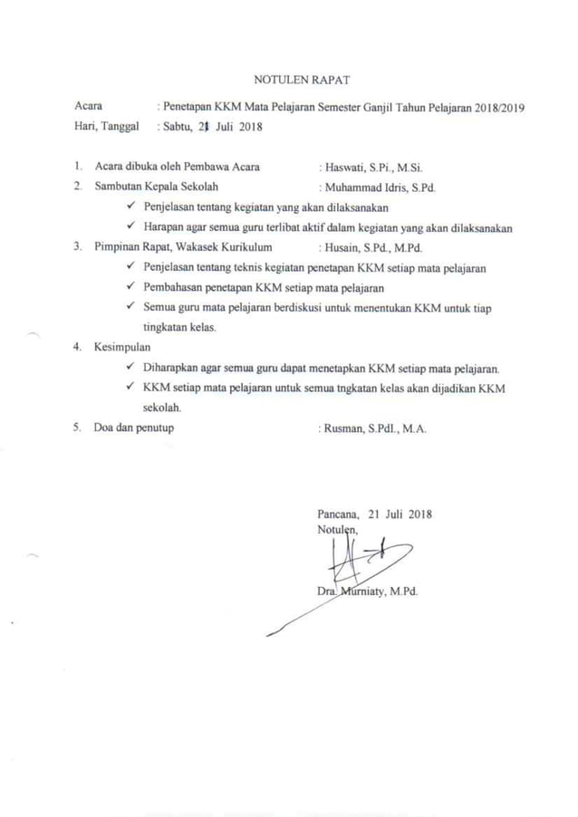 Undangan, berita acara, notulen penyusunan silabus & kkm | PDF