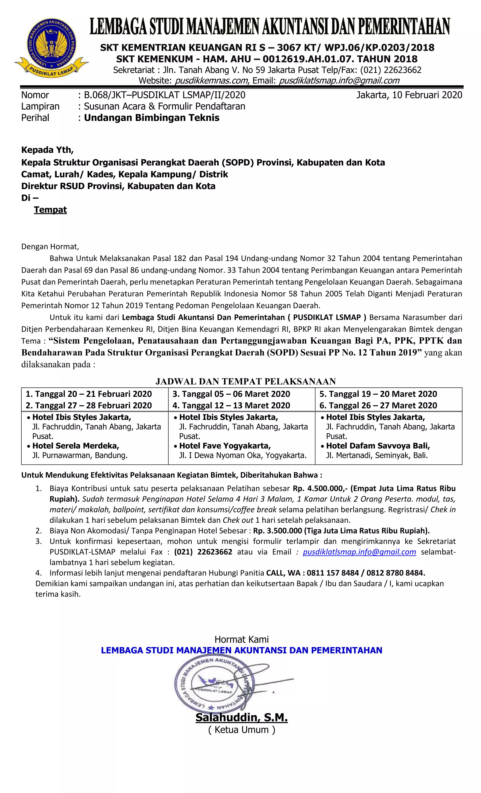 Undangan bimtek pengelolaan, penatausahaan & pertanggungjawaban keuangan | PDF