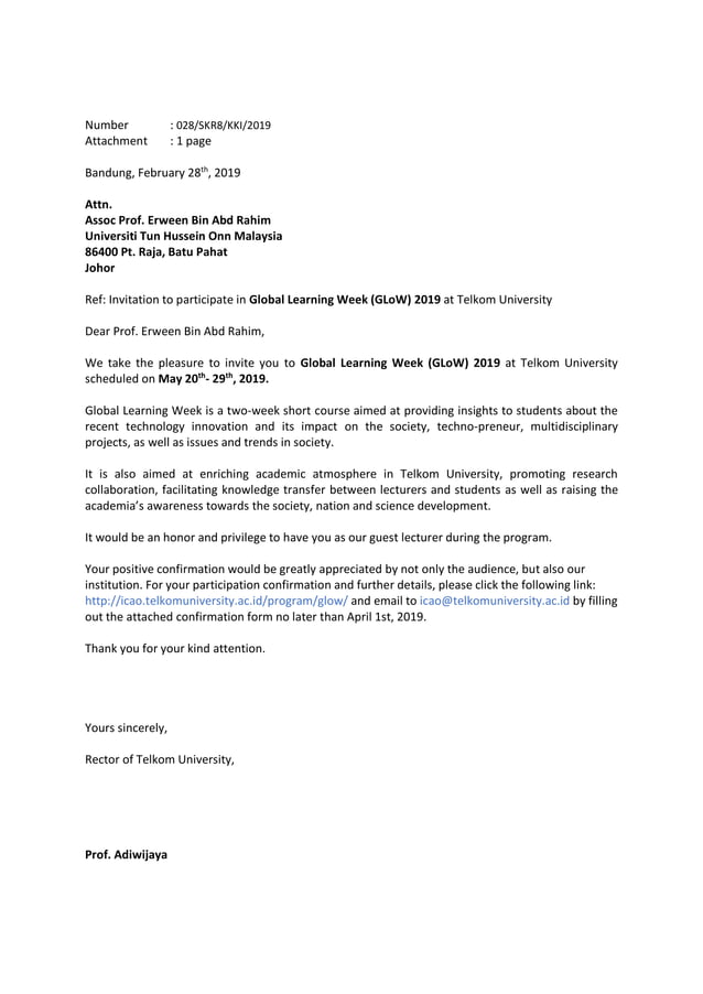 invitation letter sample | PDF | Education