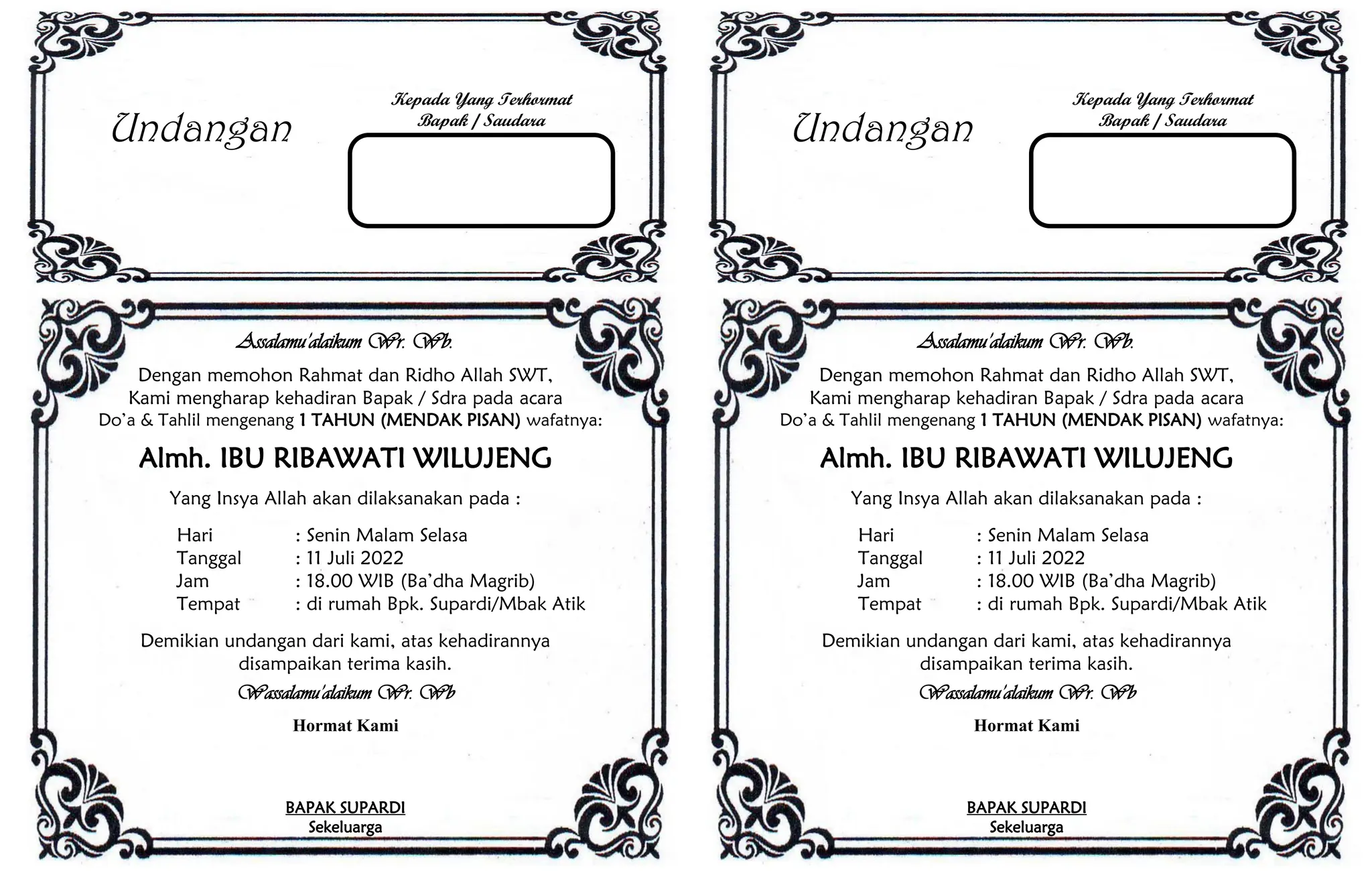 ini adalah beberapa template undangan yang bisa di edit | DOCX