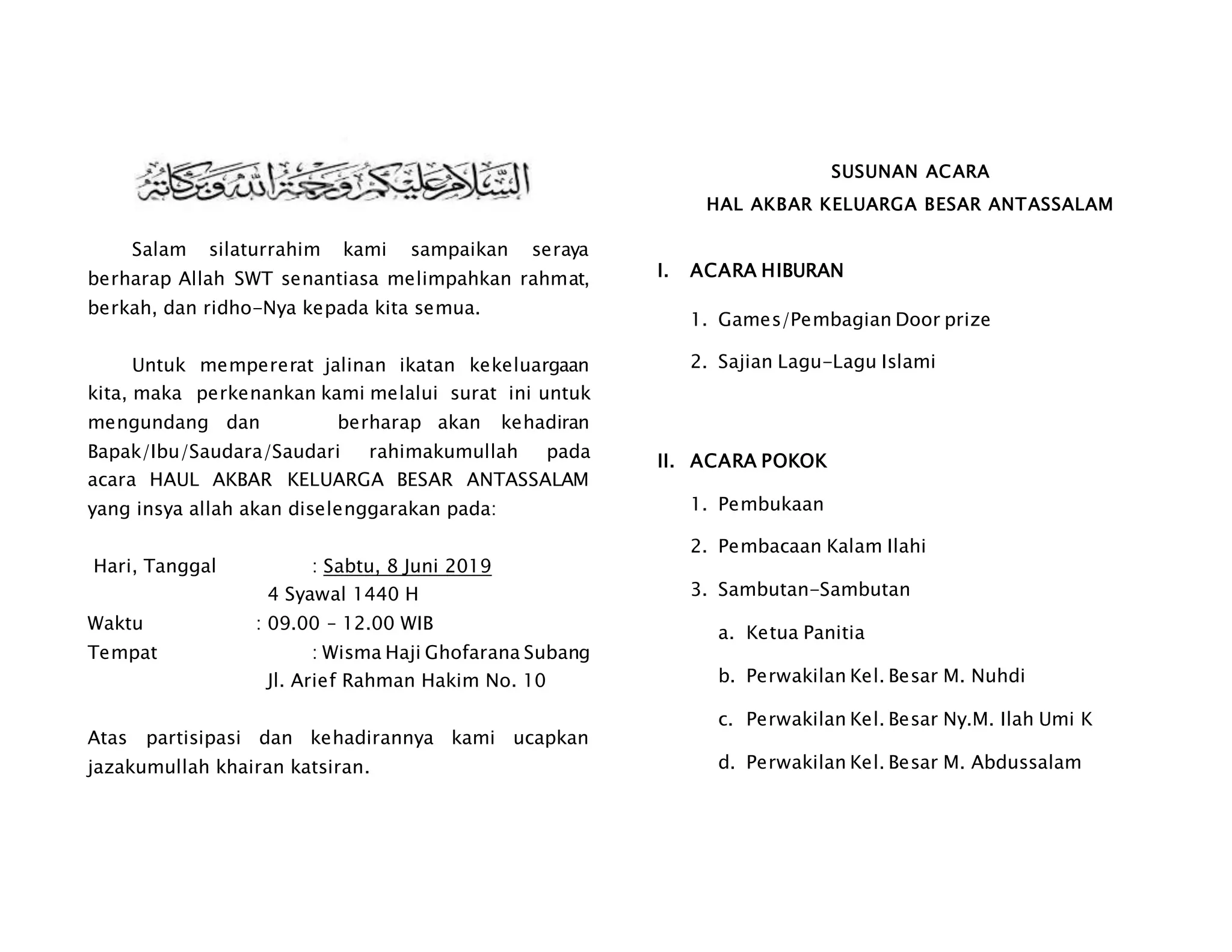 Undangan haul akbar | DOCX