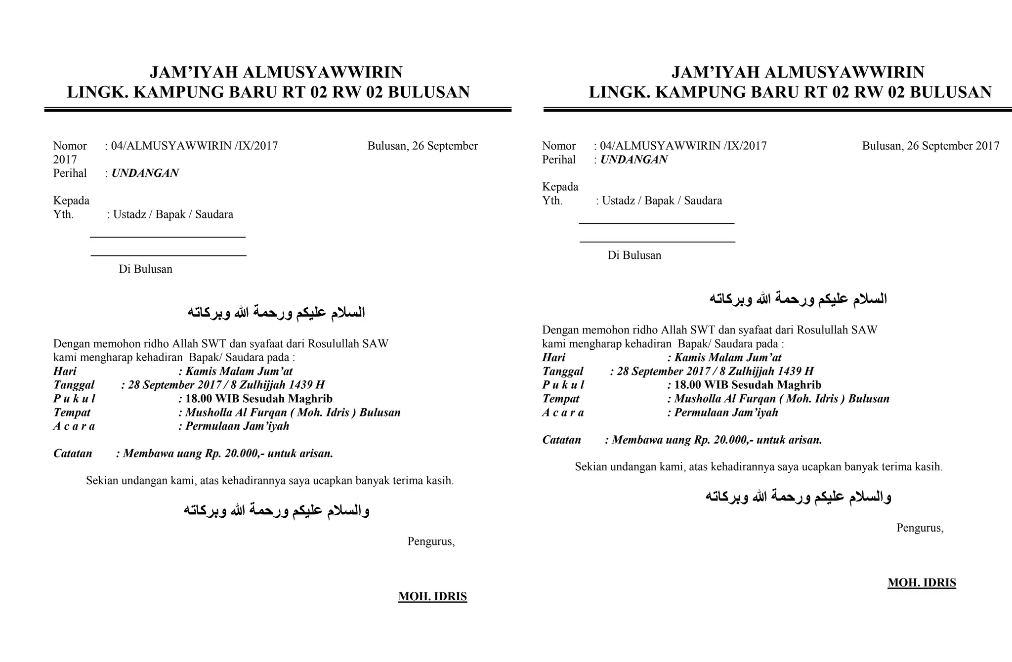 Undangan Jamiyah NU - Pak Idris.doc