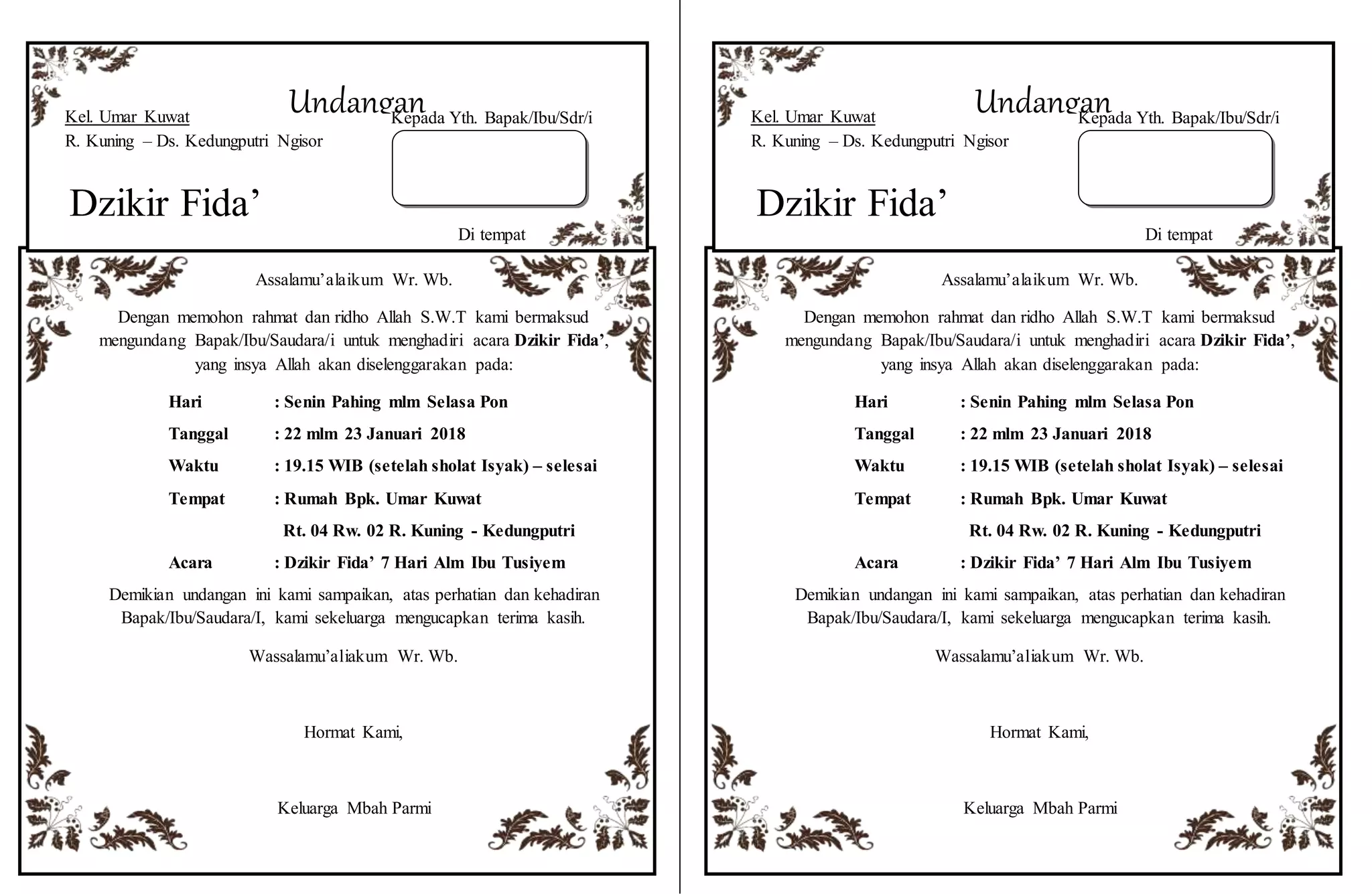 Undangan kertas biasa | PPT