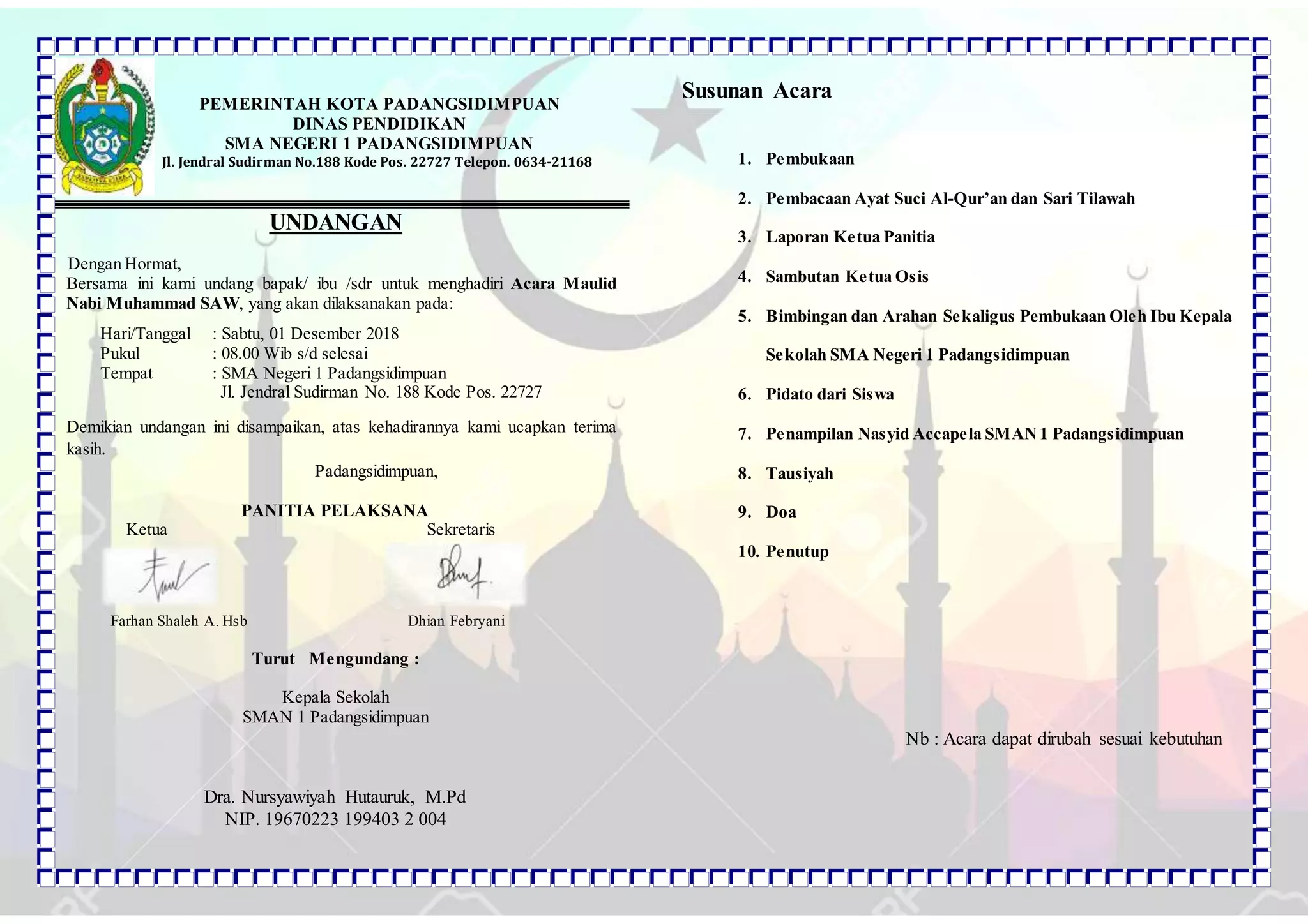 Undangan Maulid Nabi Muhammad SAW | DOCX