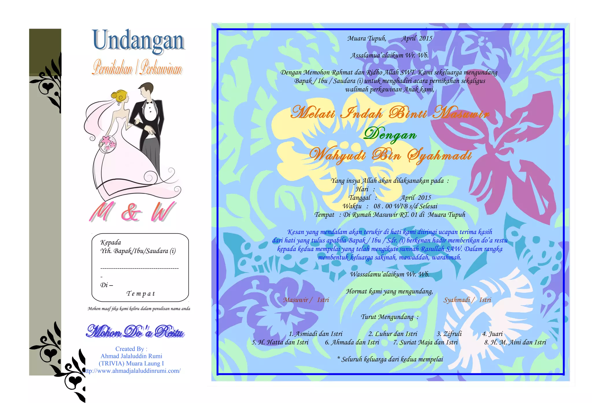 Contoh Undangan Pernikahan Bagus New Animasi | DOC