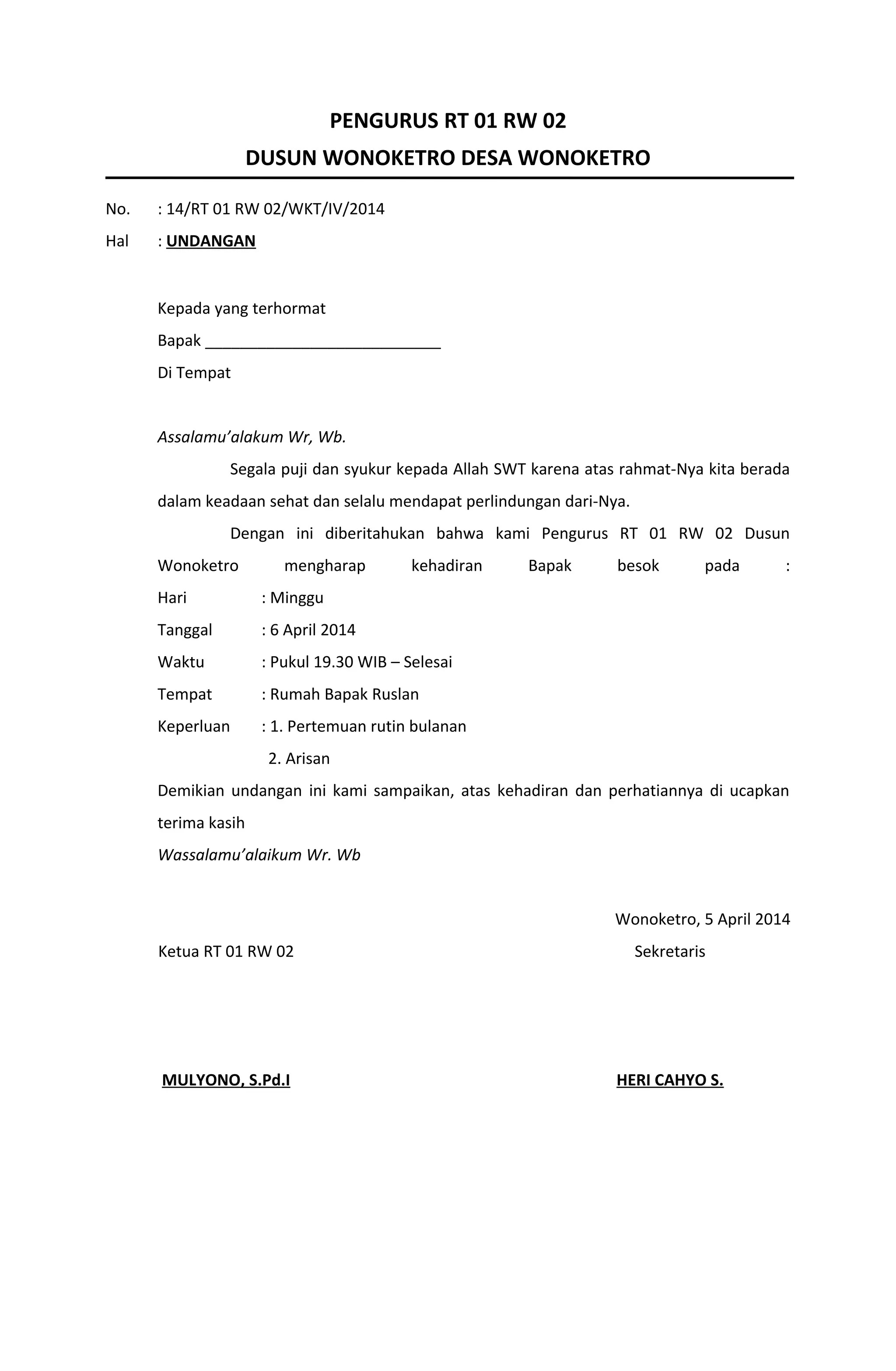 Undangan rapat | PDF