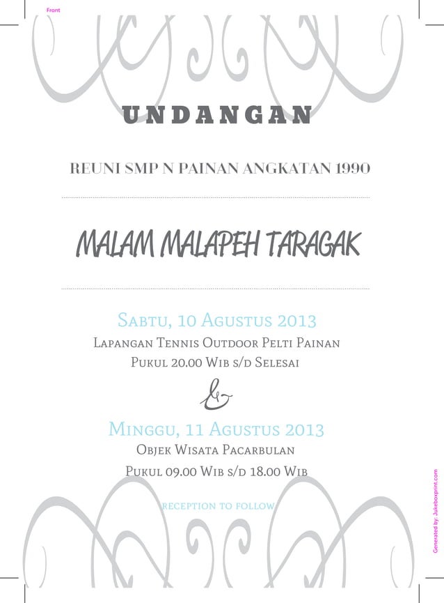 Undangan Reuni SMP Painan 90's | PDF
