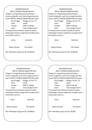 Contoh Undangan Reuni | DOCX