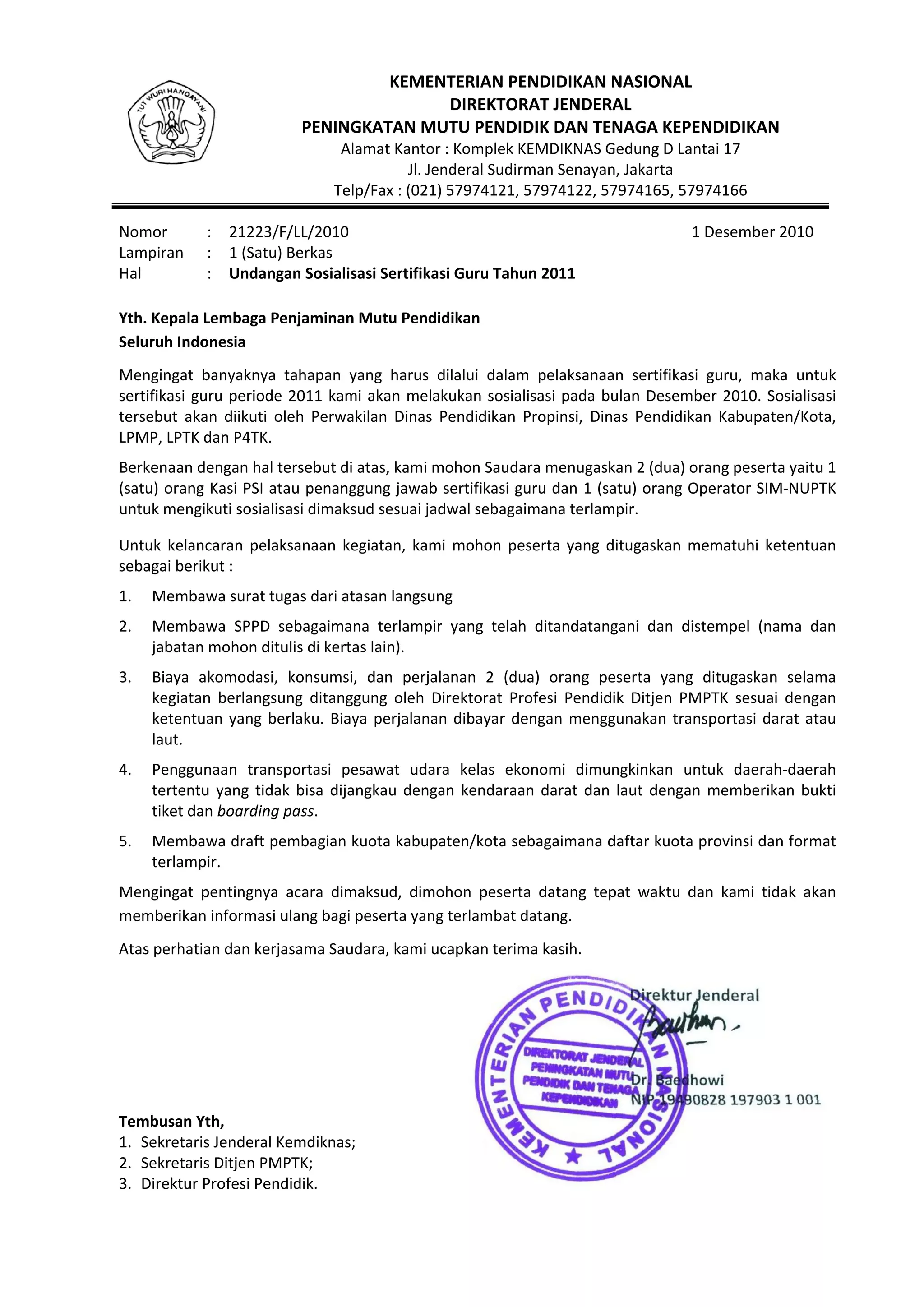 Undangan sosialisasi sertifikasi_guru_tahun_2011_3 | PDF