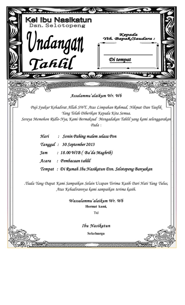 Undangan tahlil | PDF