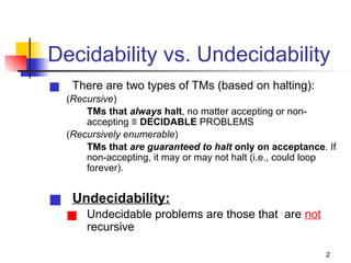 Undecidability of Turing Machine in theory of Computation | PPTX