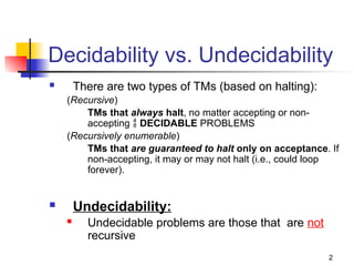 Formal Languages of Automata theory: Undecidability | PPT