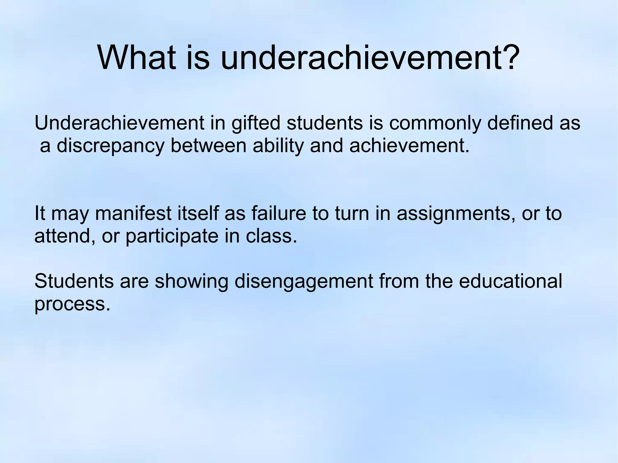 Underachievement in gifted students | ODP