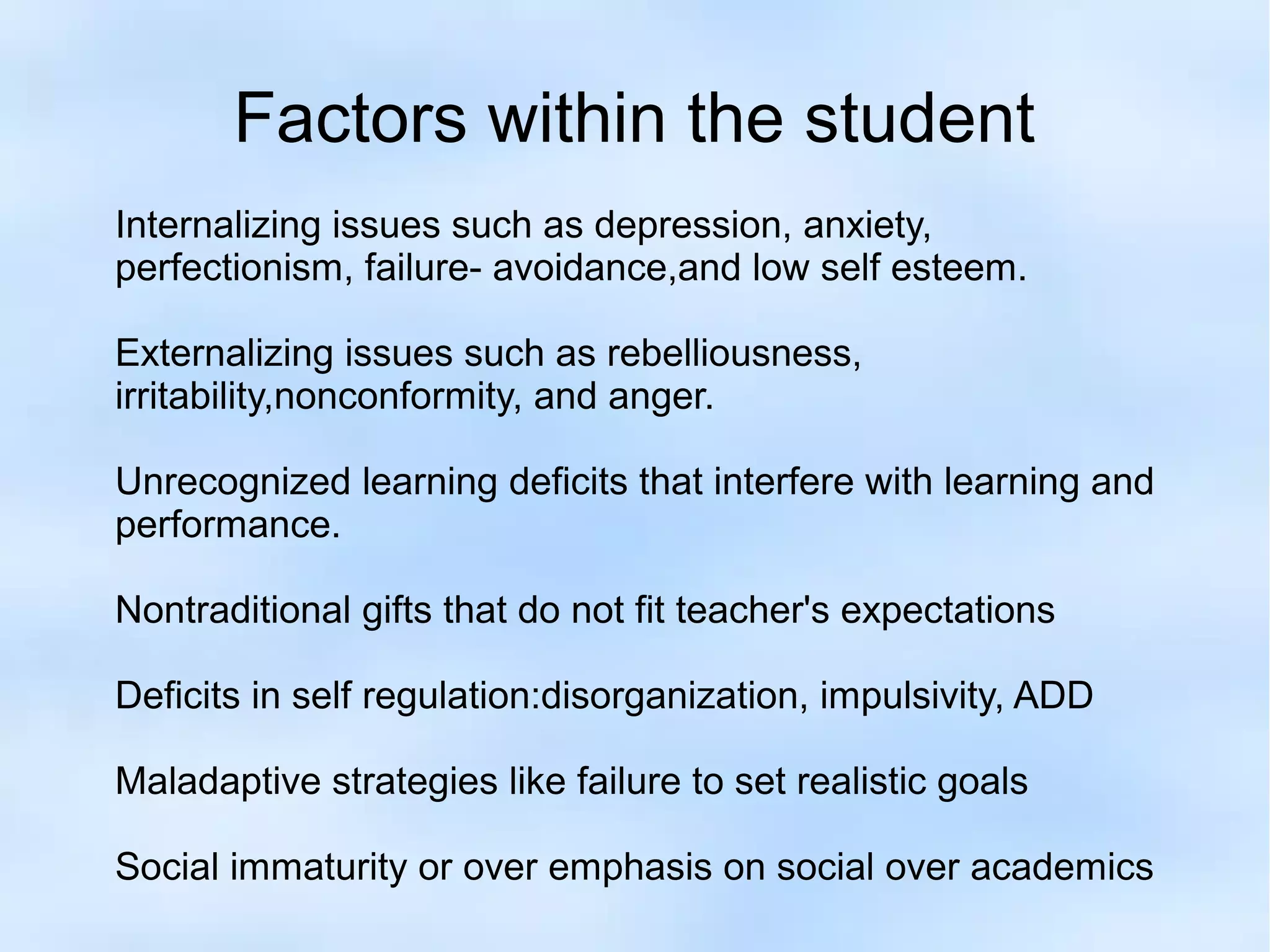 Underachievement in gifted students | ODP