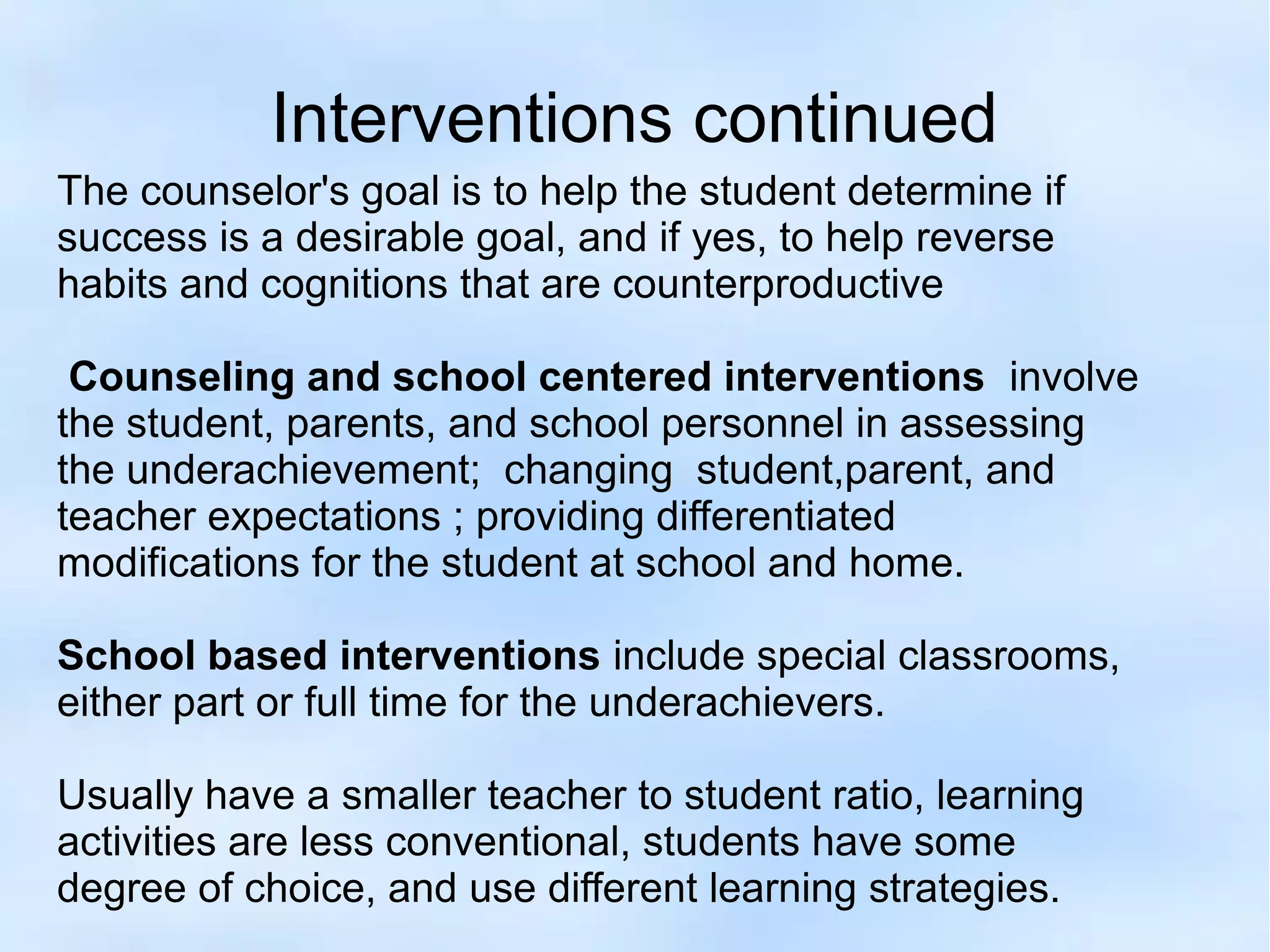 Underachievement in gifted students | ODP