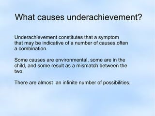 Underachievement in gifted students | ODP