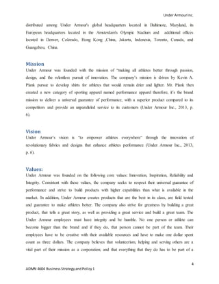 Under Armour Inc Strategic Outlook | DOCX