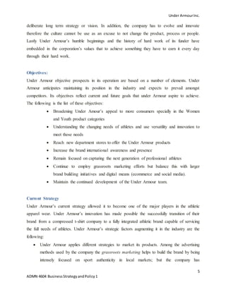Under Armour Inc Strategic Outlook | DOCX
