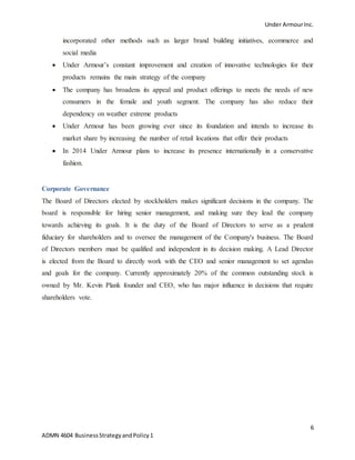 Under Armour Inc Strategic Outlook | DOCX