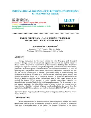 Under frequency load shedding for energy management using anfis case study | PDF | Internet of ...