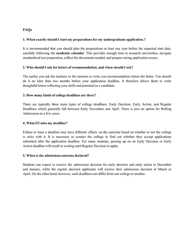 Undergraduate Application Timeline - Your Guide to a Smooth Process ...