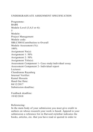 UNDERGRADUATE ASSIGNMENT SPECIFICATION ProgrammeBABSModule .docx