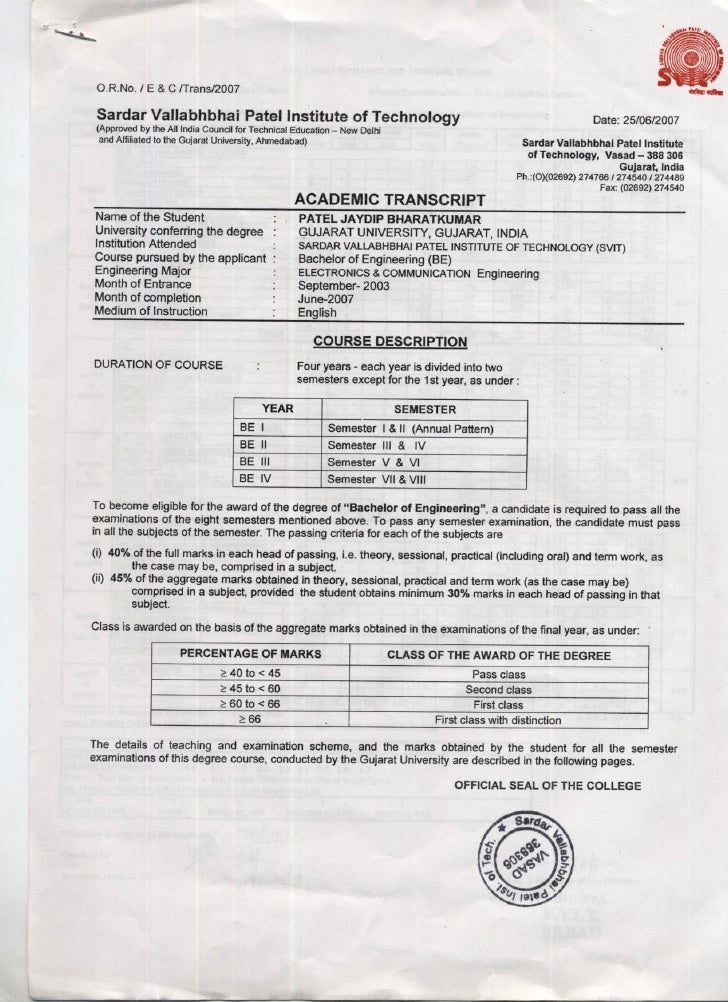 Undergraduate Transcript