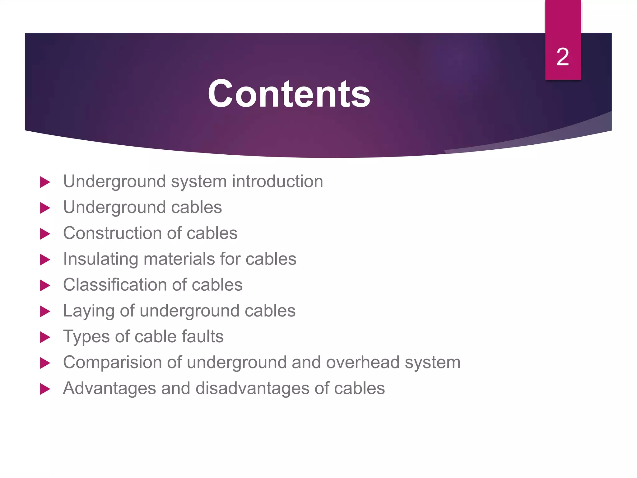 Underground cables | PPTX
