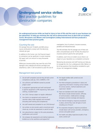 Underground Cable Strikes - Best Practice Guidelines For Construction ...