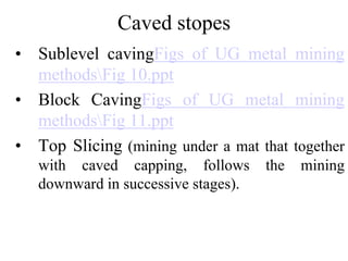 Underground metal mining methods | PPT