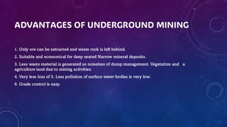 UNDERGROUND MINING presentation by final year students | PDF ...