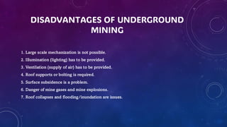UNDERGROUND MINING presentation by final year students | PDF