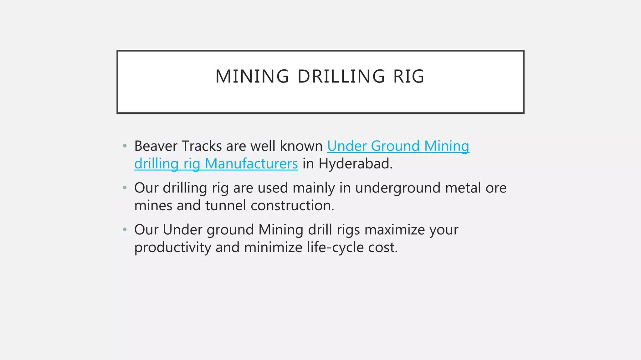 Under ground mining drilling rig | PPTX