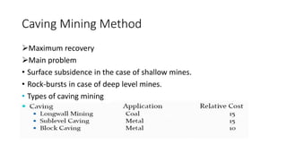Underground mining method natural support and caving | PPTX