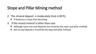 Underground mining method natural support and caving | PPTX