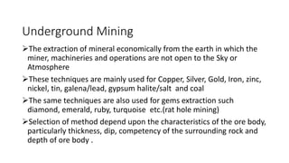 Underground mining method natural support and caving | PPTX
