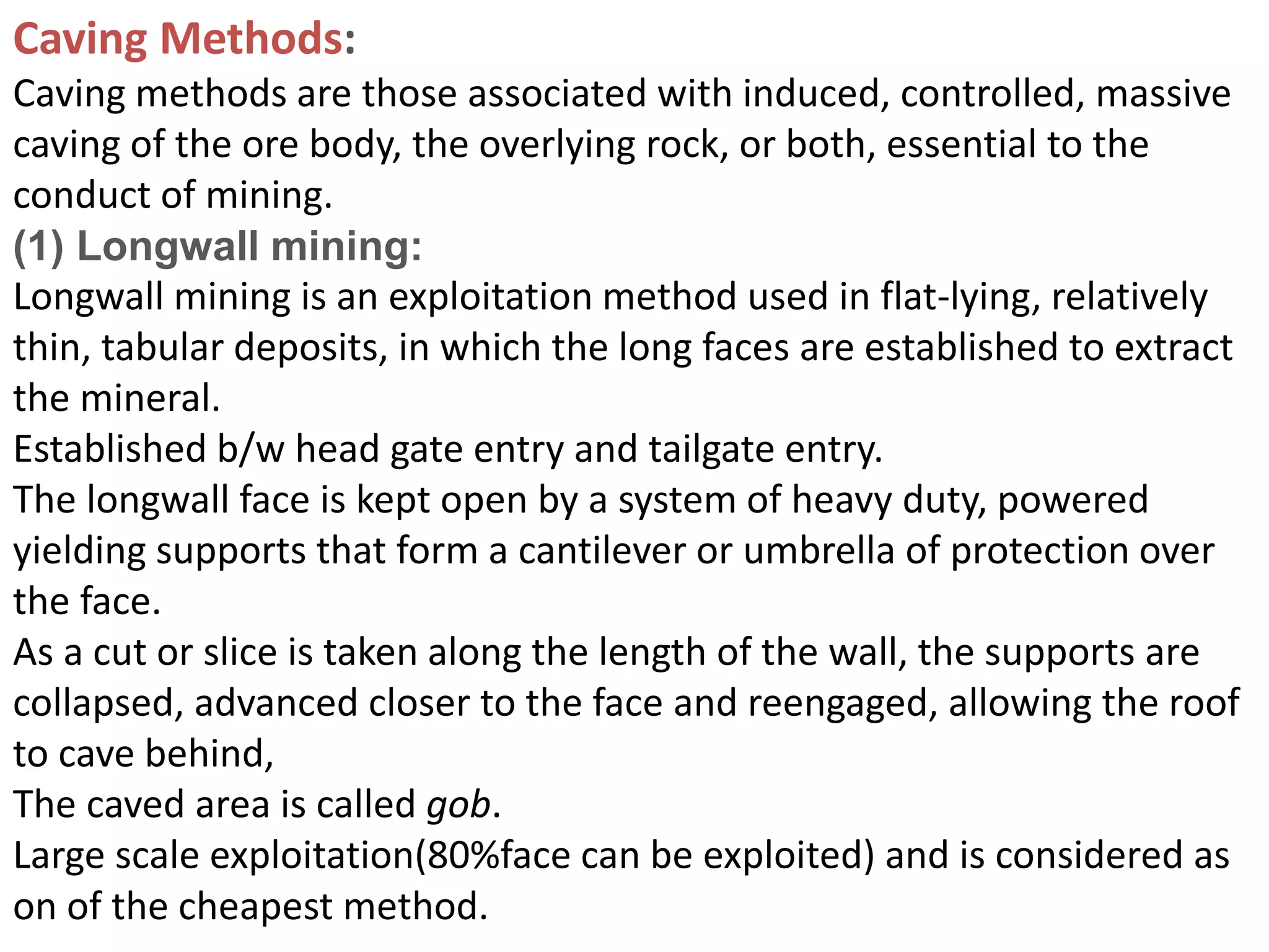 Underground mining methods | PPTX