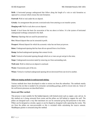 Underground mining methods + swot analysis of maddhapara granite | PDF