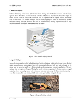 Underground mining methods + swot analysis of maddhapara granite | PDF