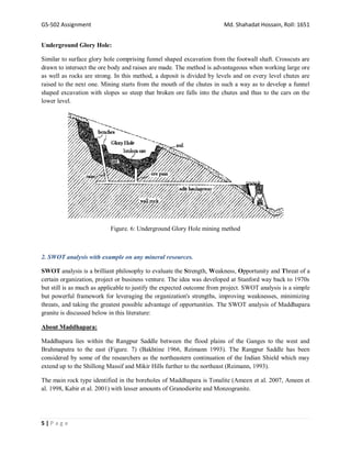 Underground mining methods + swot analysis of maddhapara granite | PDF