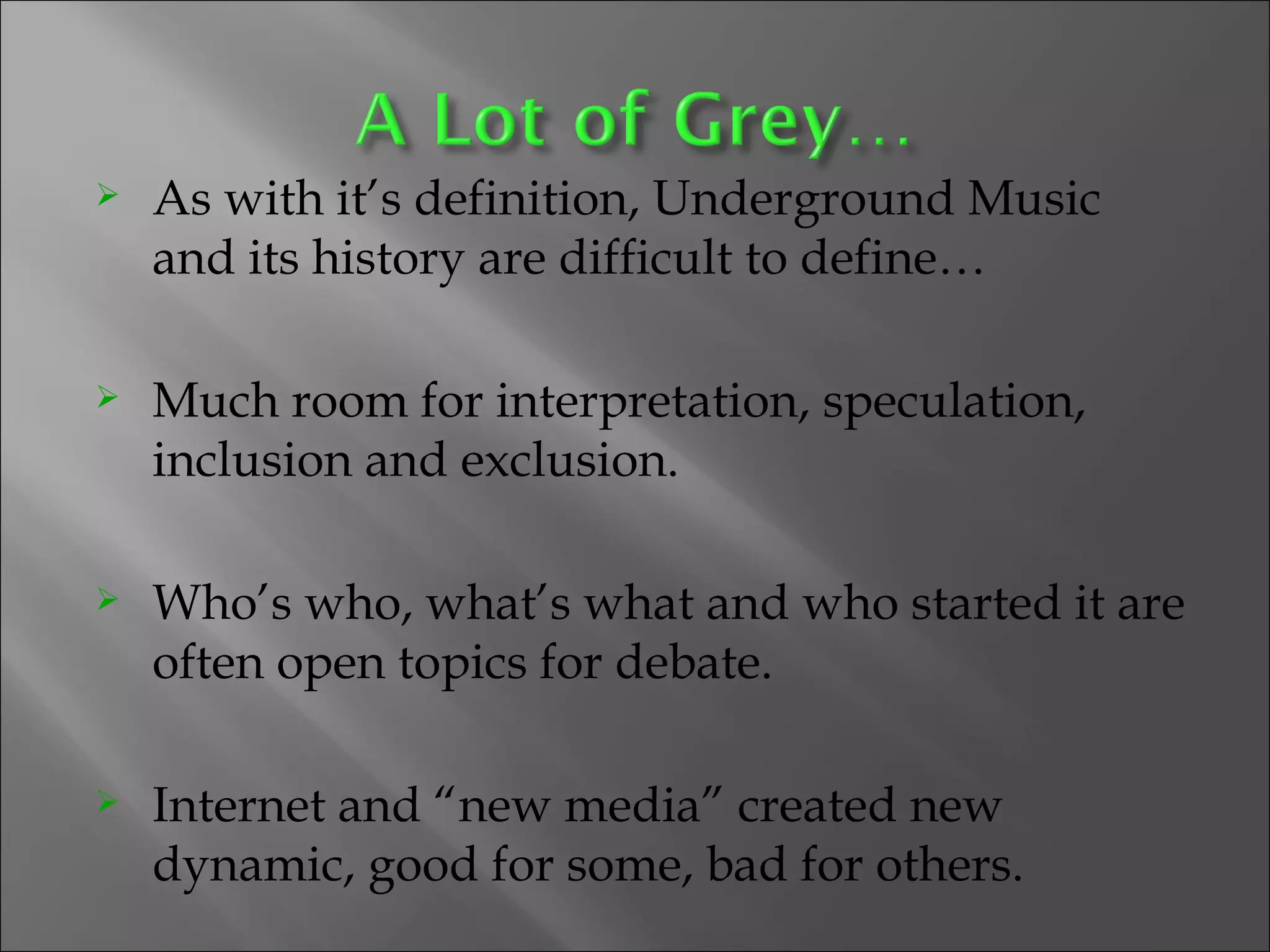 Underground music | PPT