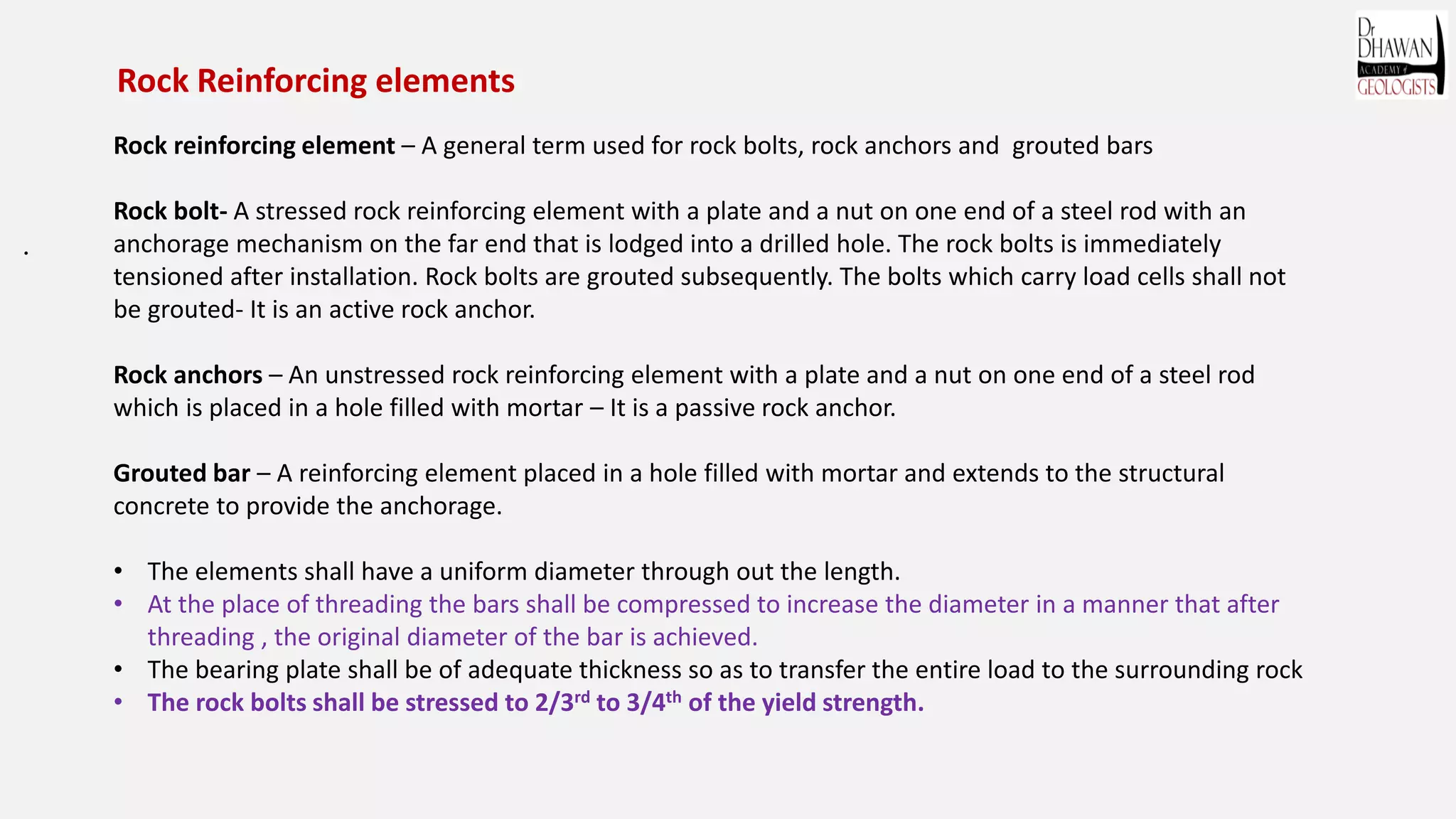 Underground rock reinforcement and support | PDF