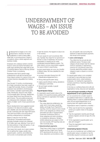 Underpayment of Wages - An Issue To Be Avoided | PDF