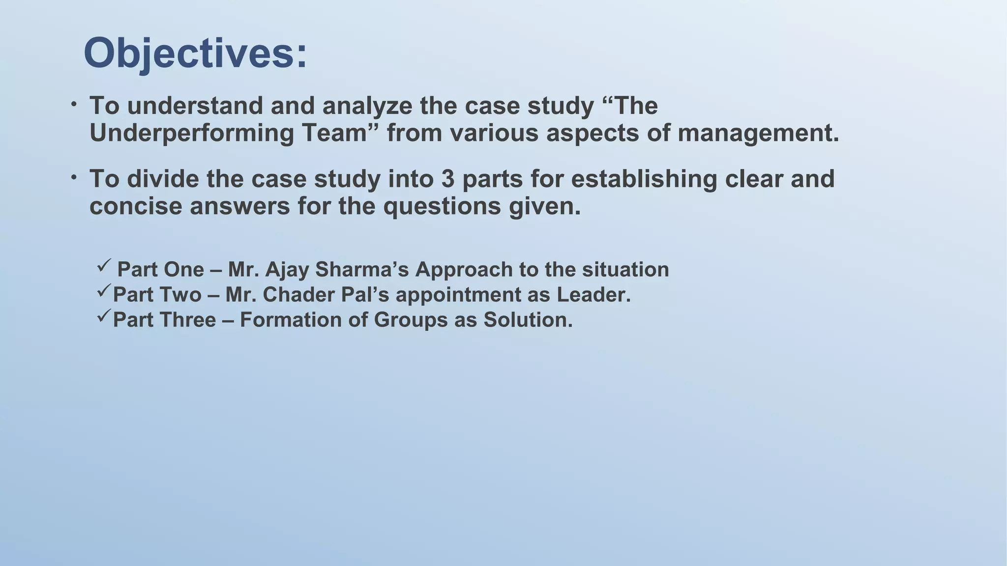 Underperforming Team Case Study | PPT
